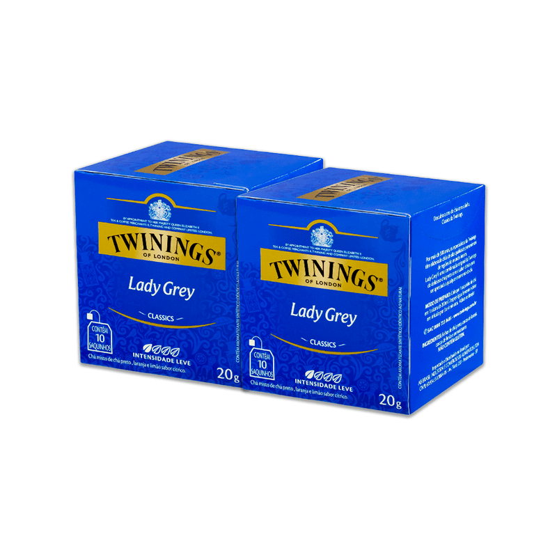 Kit Chá Twinings Preto Lady Grey 20g 2 unidades - Twinings